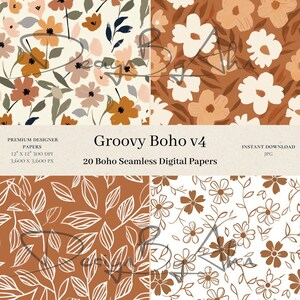 20 Groovy Boho Digital Papers - Commercial Use, Seamless Pattern, Light ...