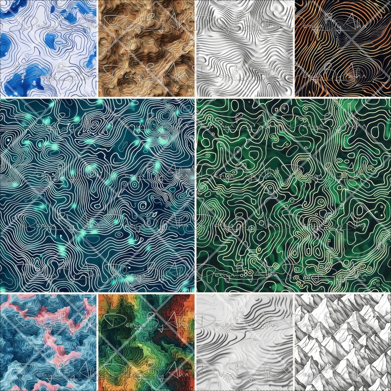 20 Modern Topography Digital Papers Urban Seamless Digital Paper, Map ...
