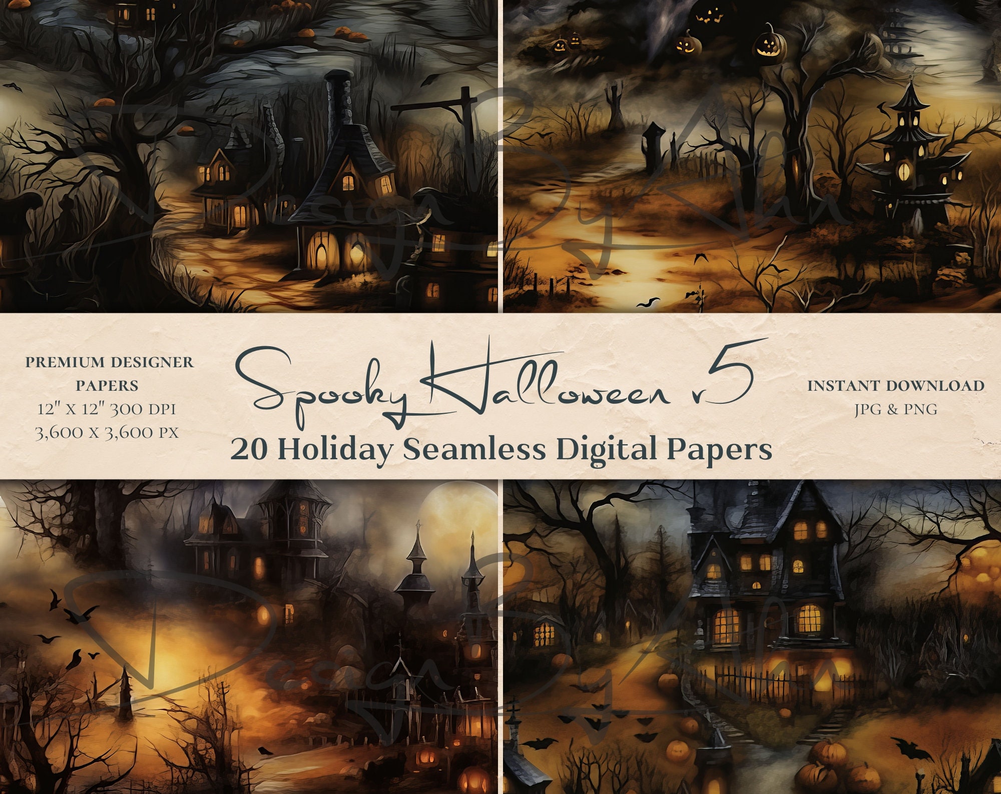 20 Spooky Halloween Digital Papers PNG, JPG, Pumpkin Seamless Pattern ...