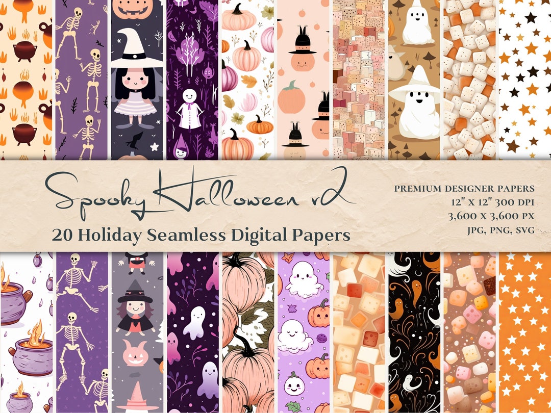 20 Spooky Halloween Digital Papers Halloween Doodle - Etsy