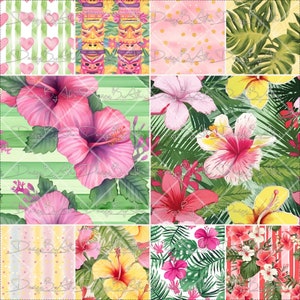 20 Tropical Hawaii Digital Papers - Tropical Seamless Pattern, Aloha ...