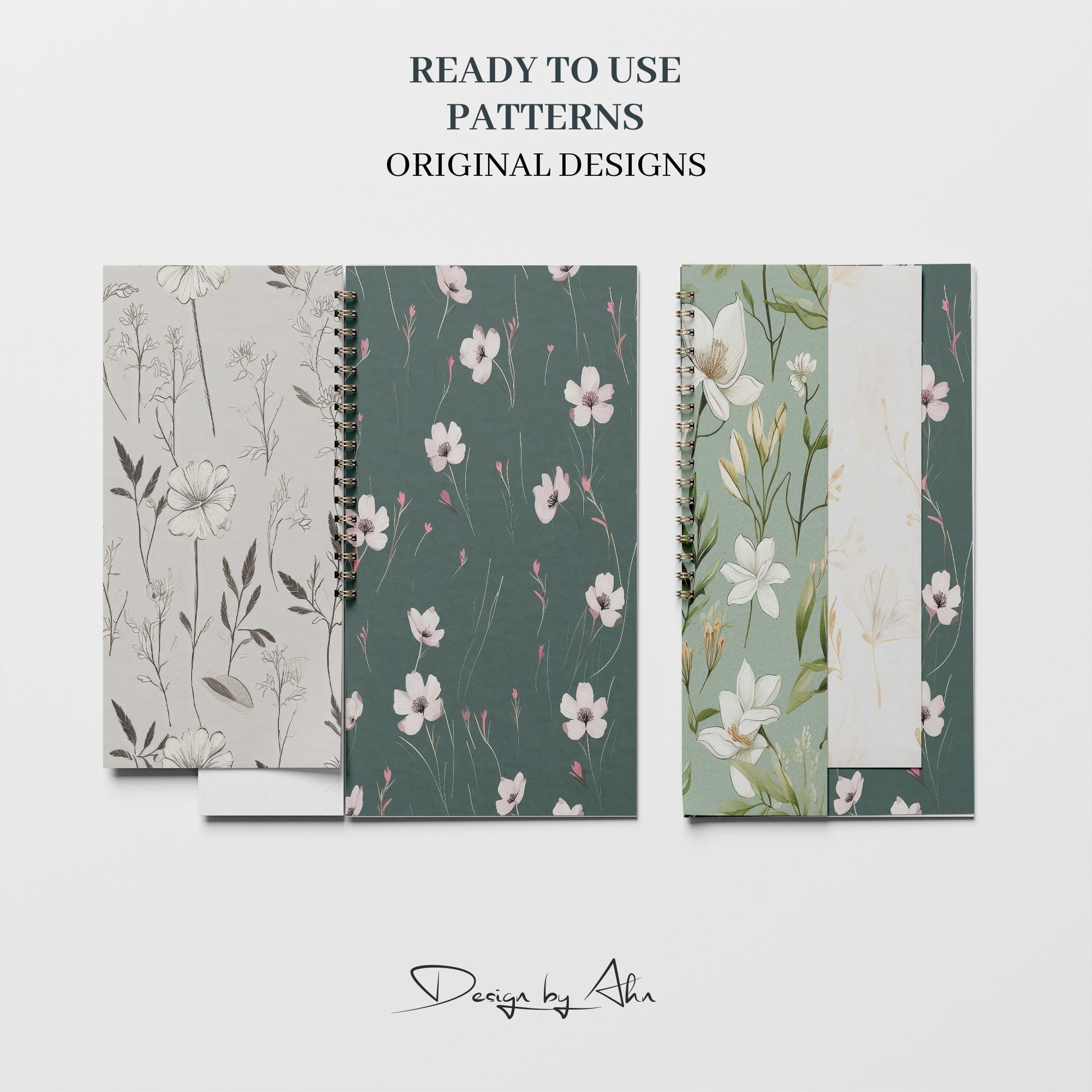 20 Minimal Floral Digital Papers - Watercolor Scrapbook, Seamless ...