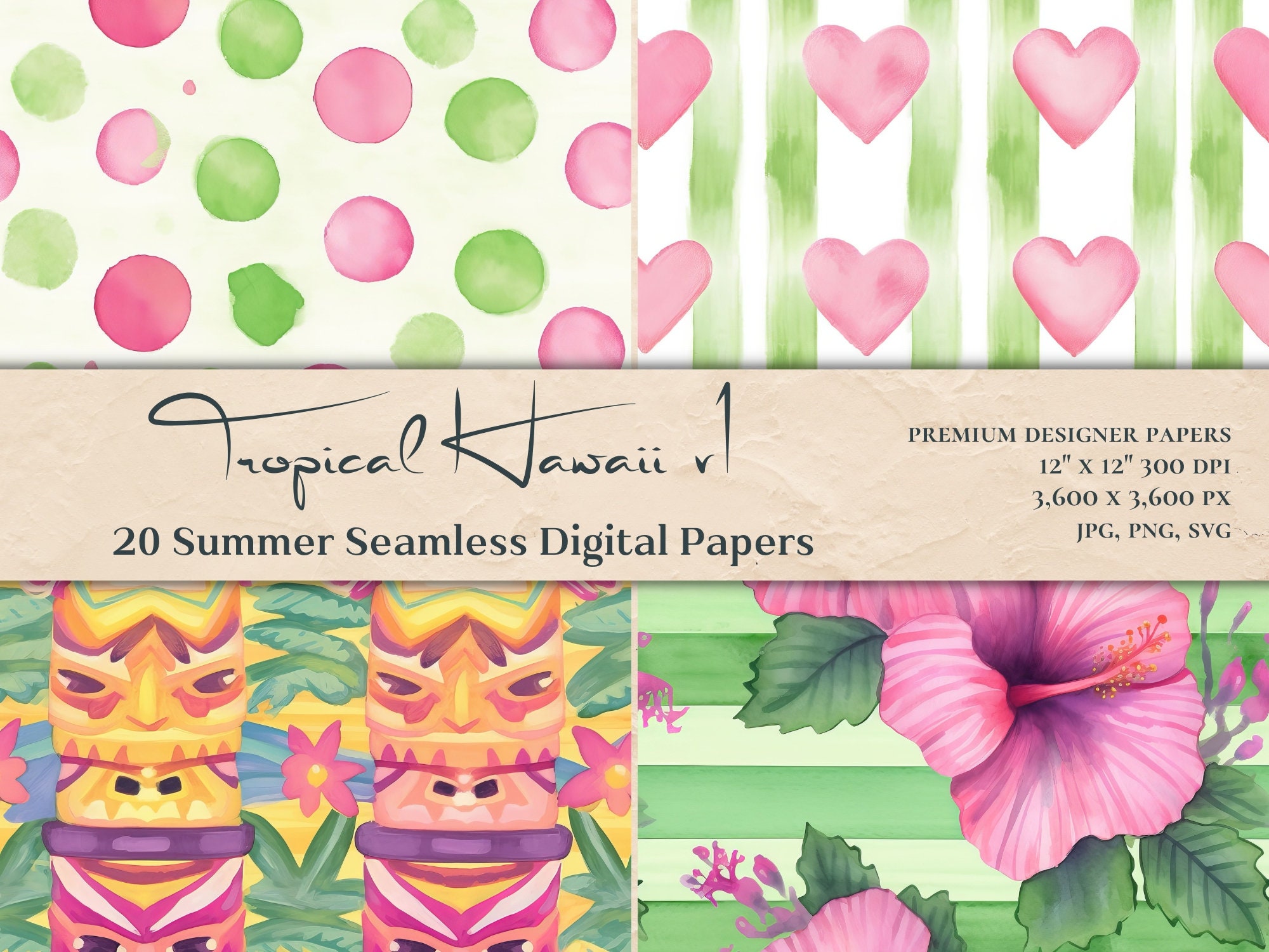 20 Tropical Hawaii Digital Papers Tropical Seamless Pattern - Etsy