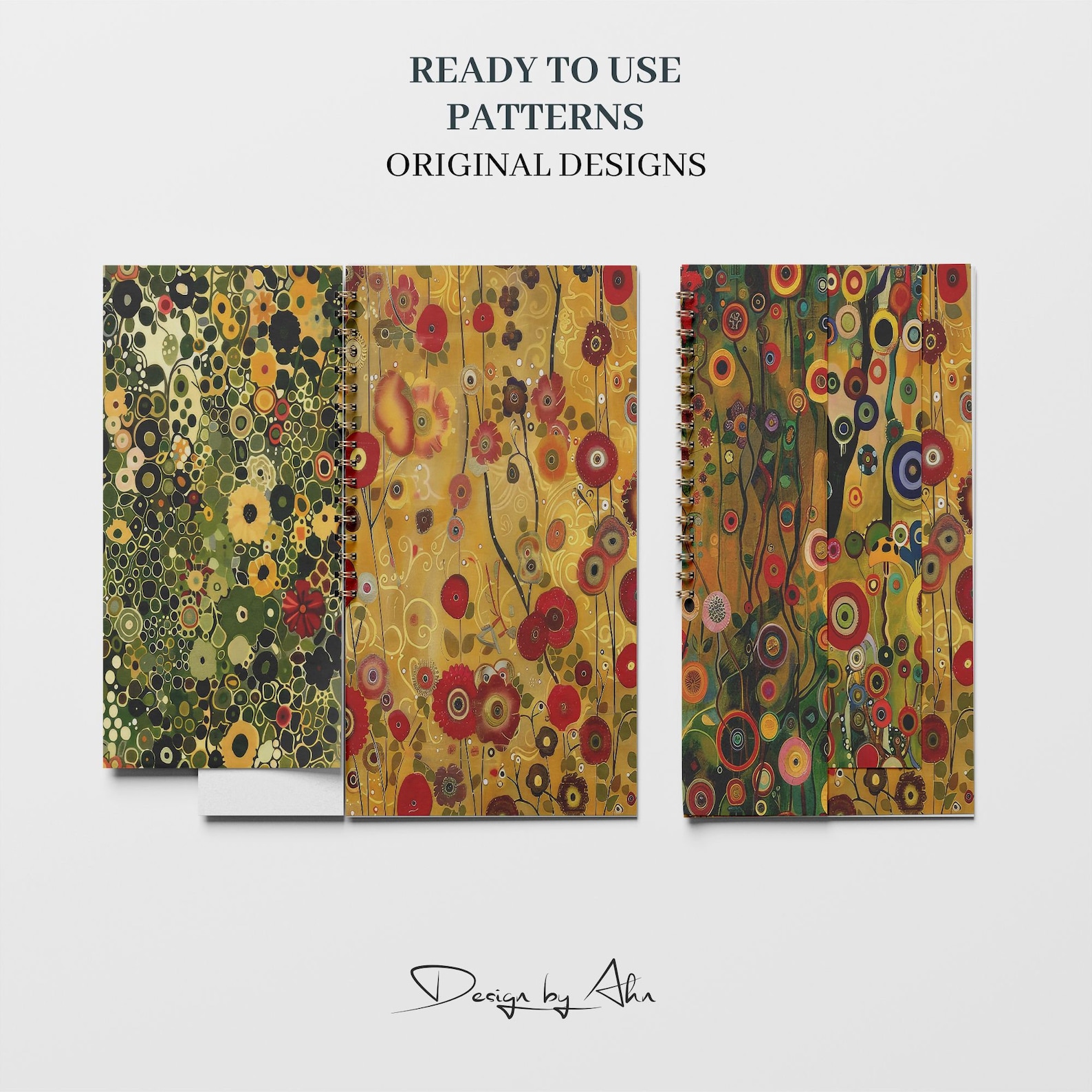 20 Klimt Floral Digital Papers - Gustav Klimt Inspired Seamless Pattern ...