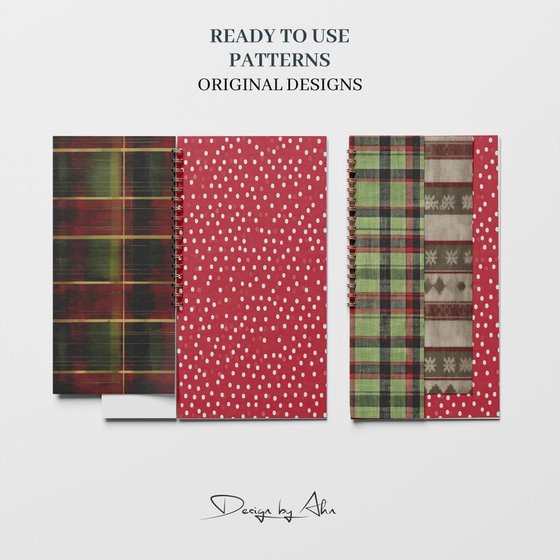 20 Vintage Christmas Digital Papers - Plaid Seamless Pattern, Festive ...