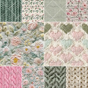20 Knitted Floral Digital Papers - Embroidery Seamless Digital Paper ...