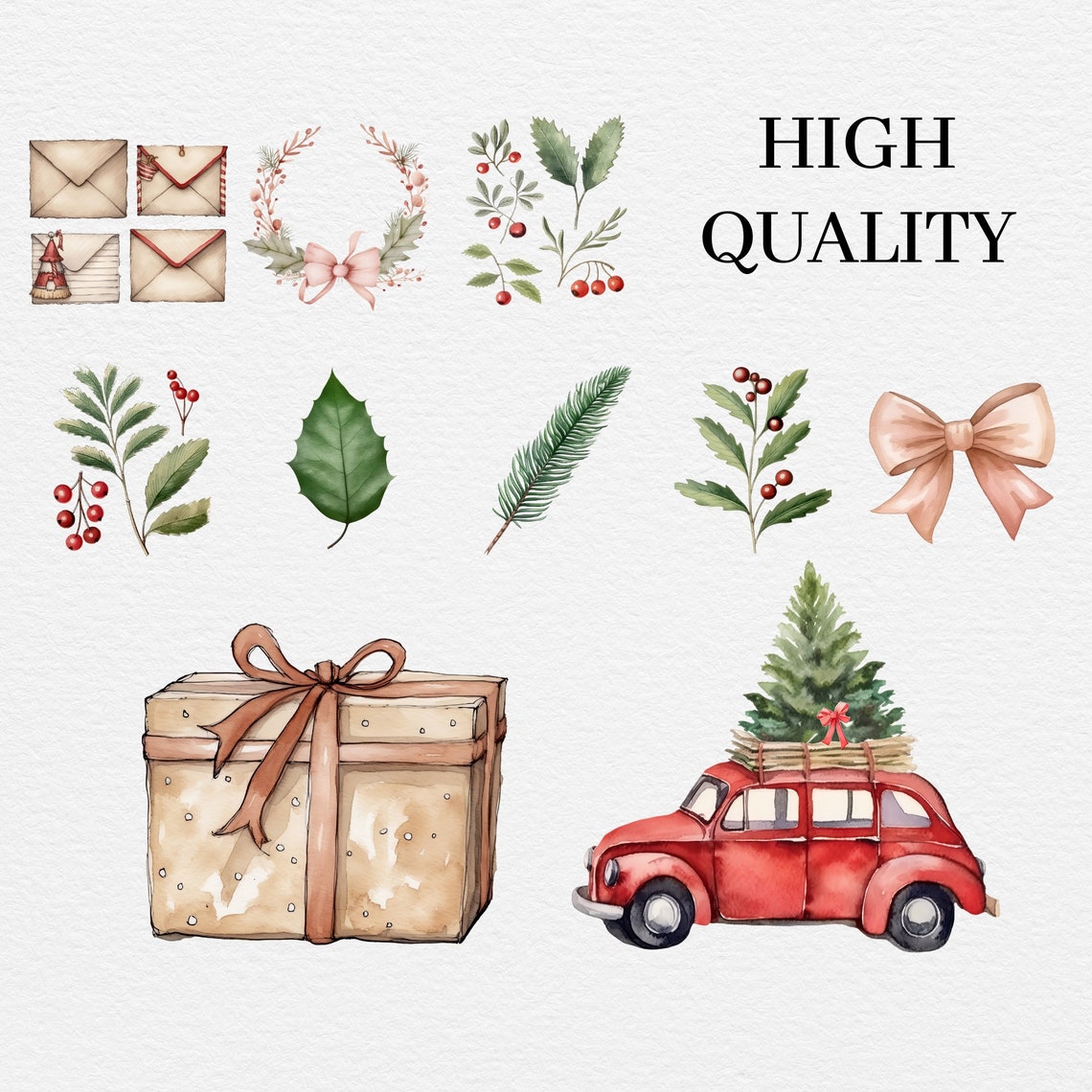 33 Playful Christmas Clipart Set Transparent Background, Digital PNG ...