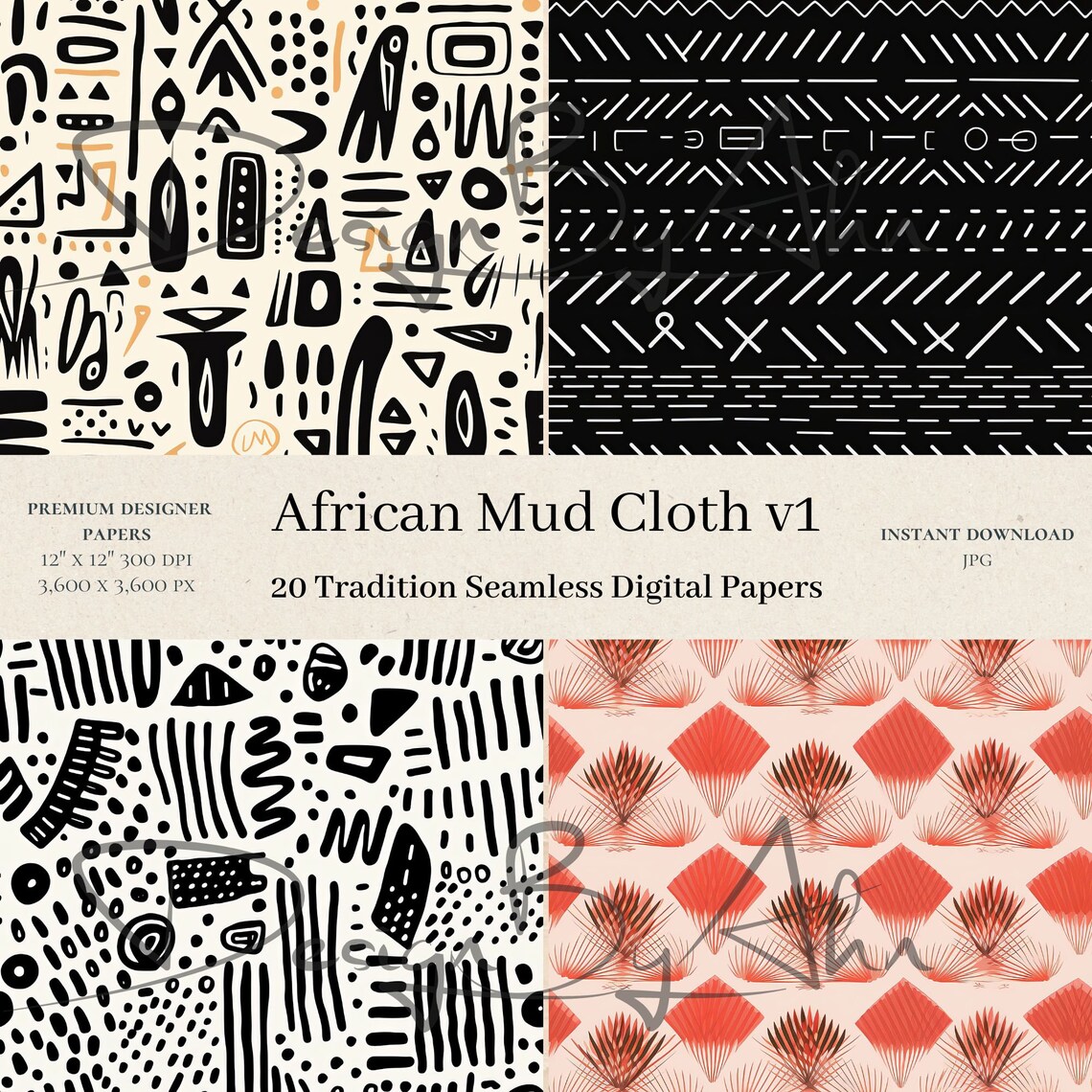 20 African Mud Cloth Digital Papers Bògòlanfini Seamless Pattern, Junk ...