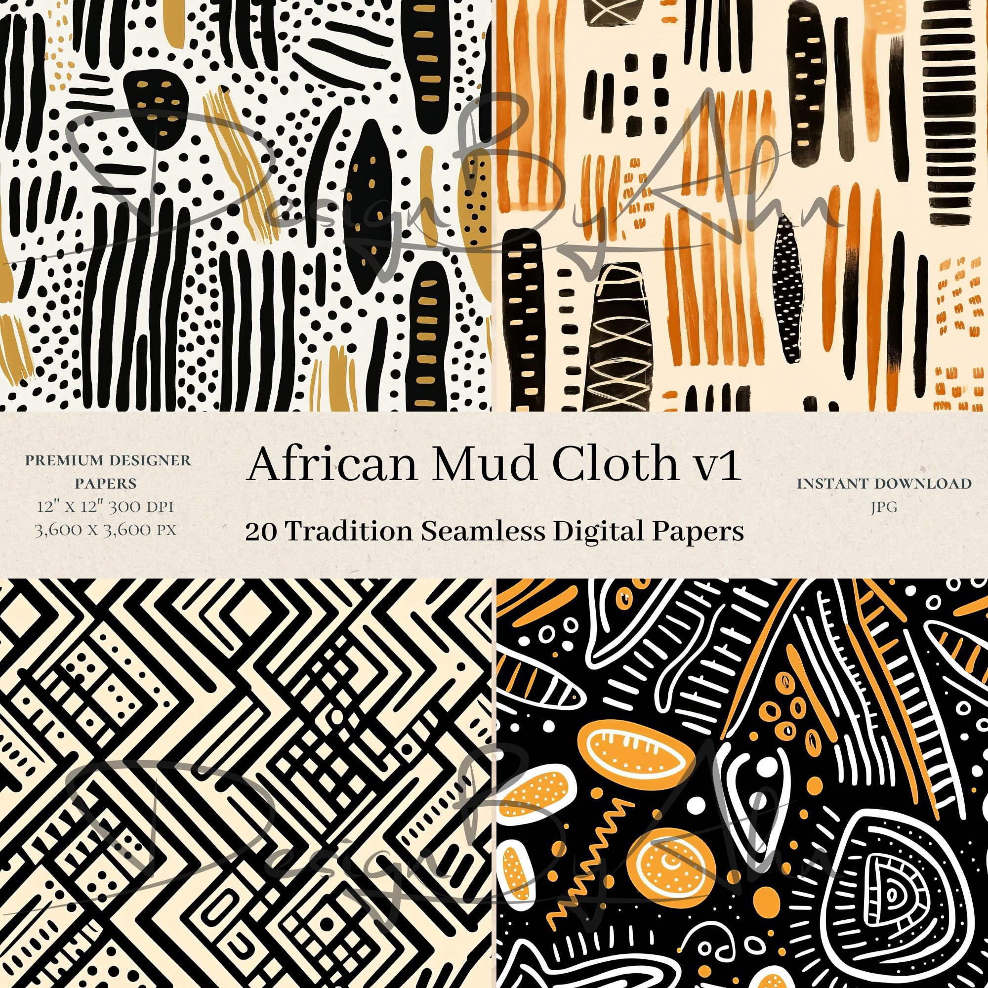 20 African Mud Cloth Digital Papers Bògòlanfini Seamless Pattern, Junk ...