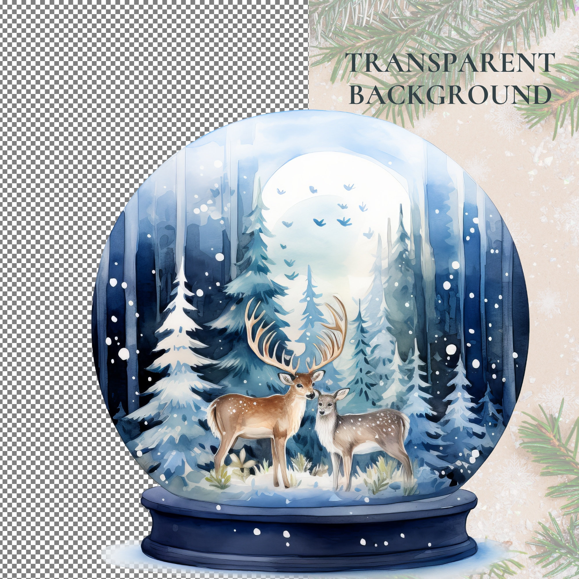 20 Christmas Snowglobes Clipart Set Transparent Background, Digital PNG ...