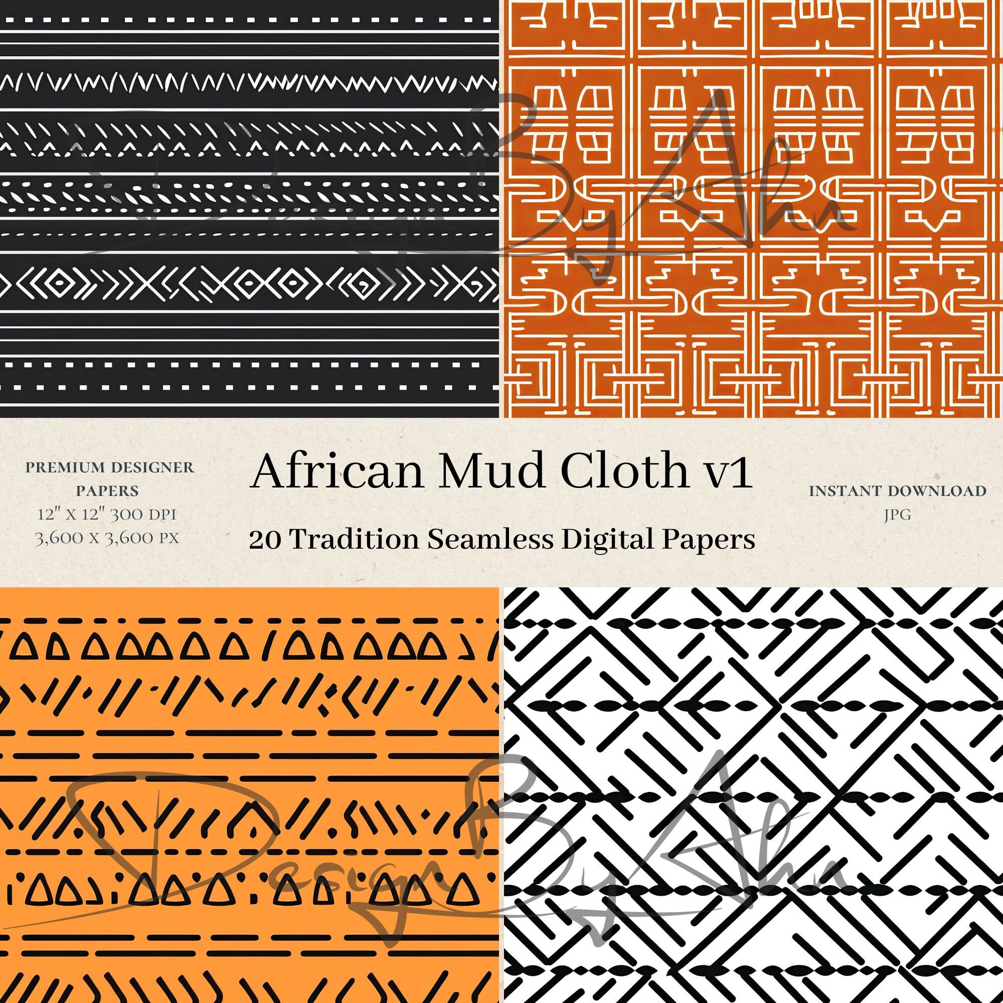 20 African Mud Cloth Digital Papers Bògòlanfini Seamless Pattern, Junk ...