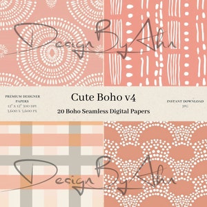 20 Cute Boho Digital Papers - Commercial Use, Scrapbook Paper ...