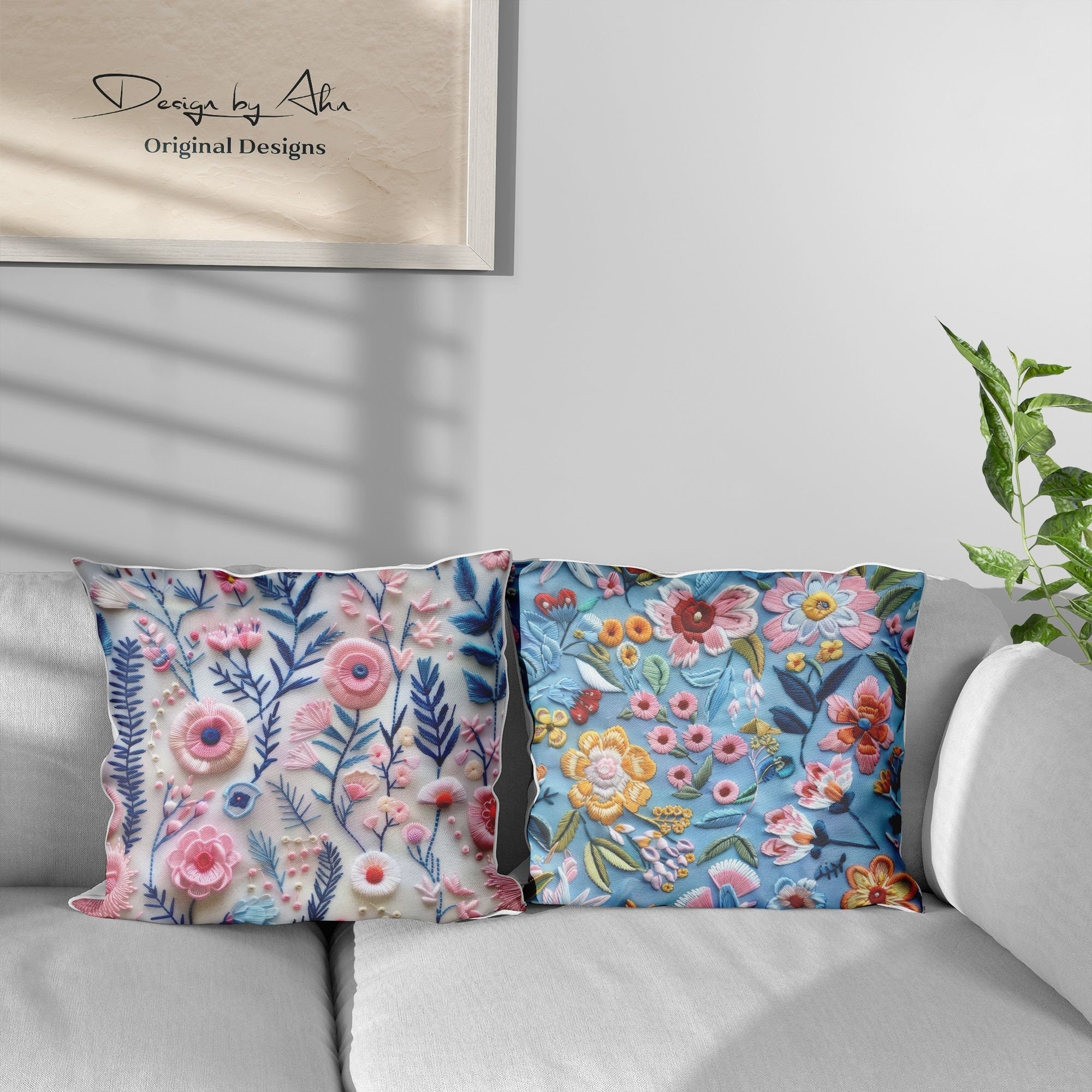 20 Floral Embroidery Digital Papers - Colorful Fabric Seamless Digital ...