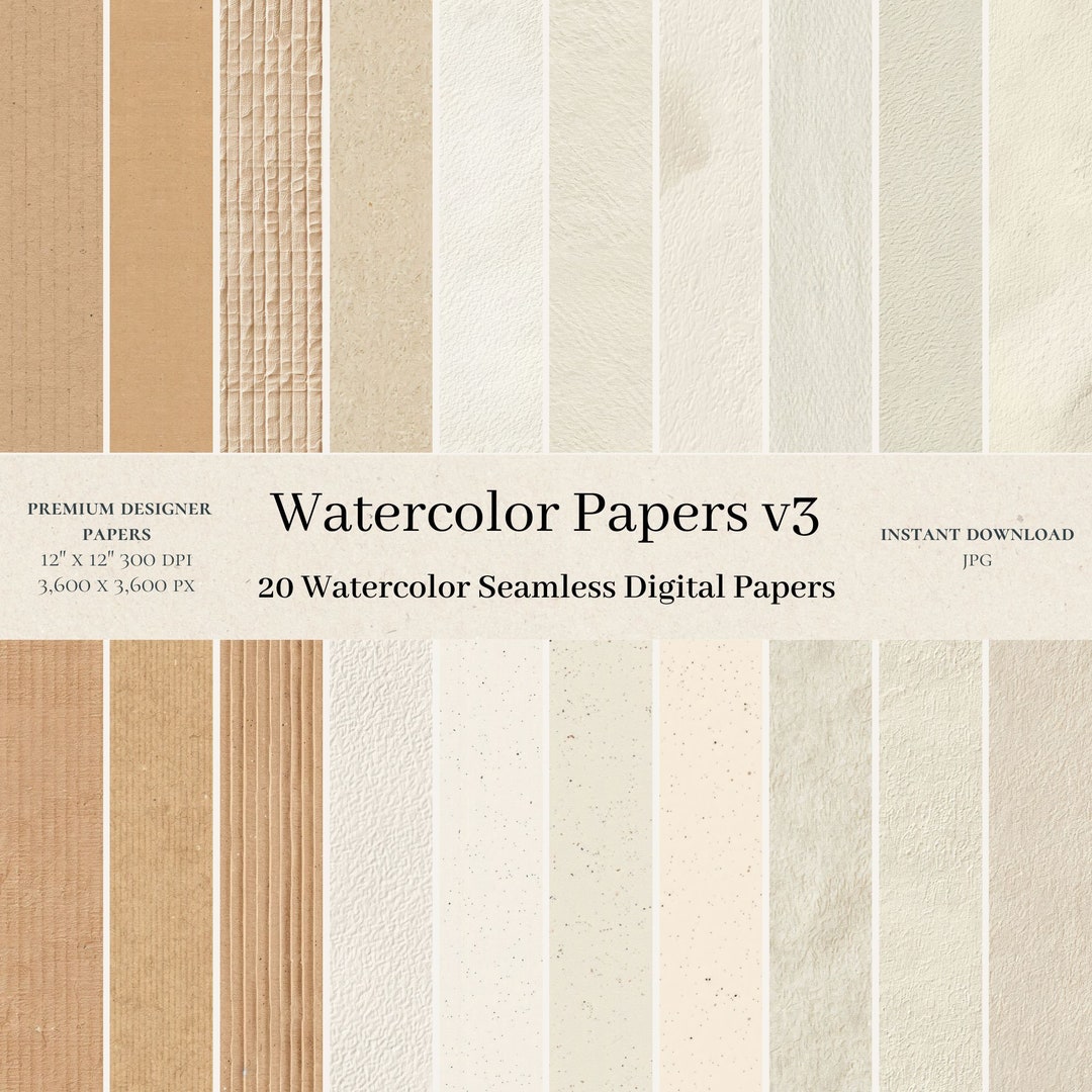 20 Watercolor Papers Digital Papers - Beige Watercolour Seamless ...
