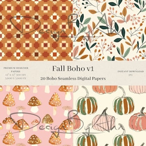 20 Fall Boho Digital Papers - Abstract Scrapbook, Autumn Digital Paper ...