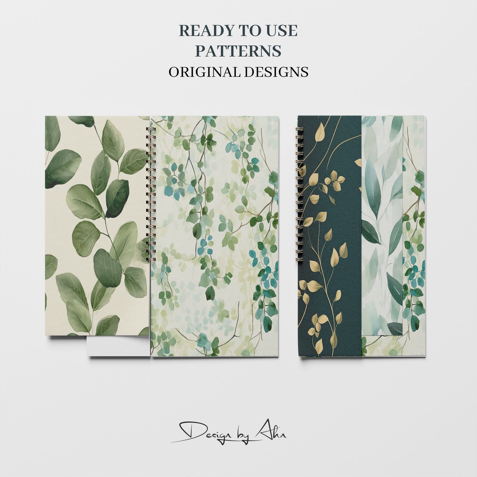 20 Botany Leaves Digital Papers - Eucalyptus Scrapbook, Flower Seamless ...