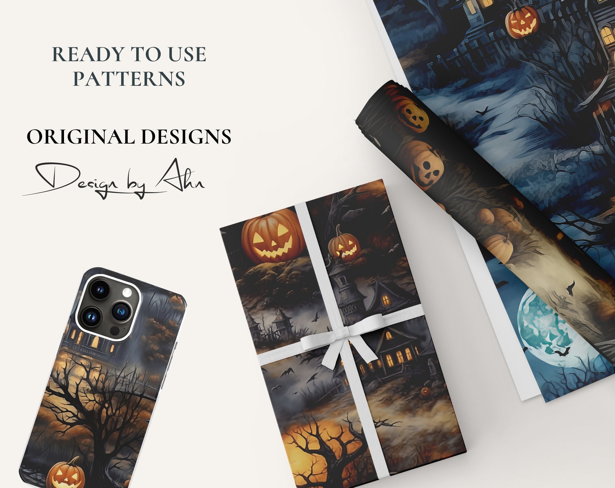 20 Spooky Halloween Digital Papers PNG, JPG, Pumpkin Seamless Pattern ...
