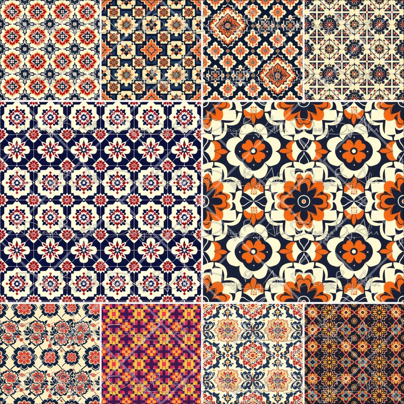 20 Traditional Korean Digital Papers - Geometric Asian Scrapbook ...