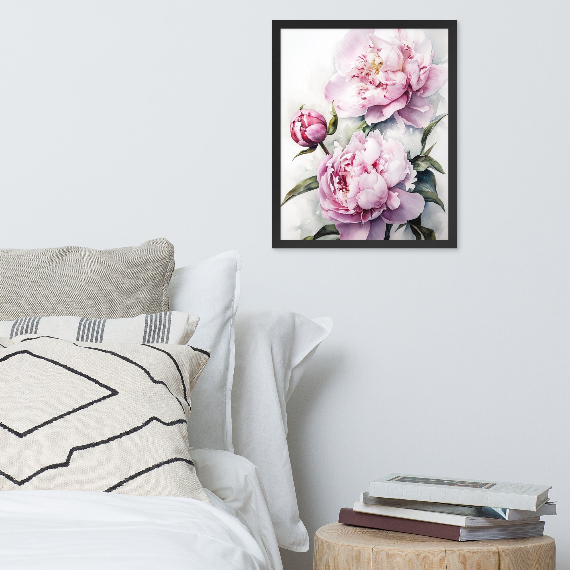 Beautiful Watercolor Pink Peonies Framed Poster Perfect for - Etsy