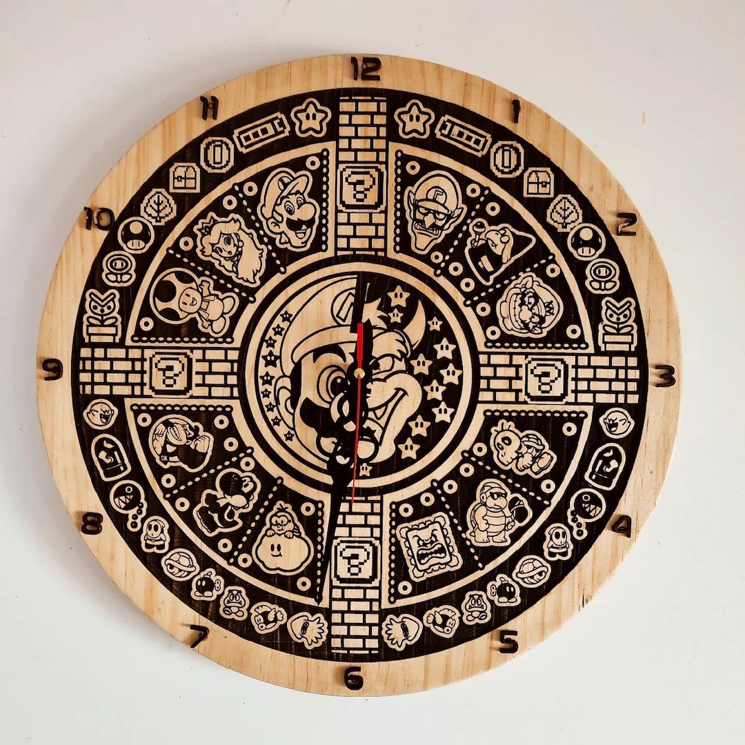Super Mario Laser Engraving Clock Wall - Etsy