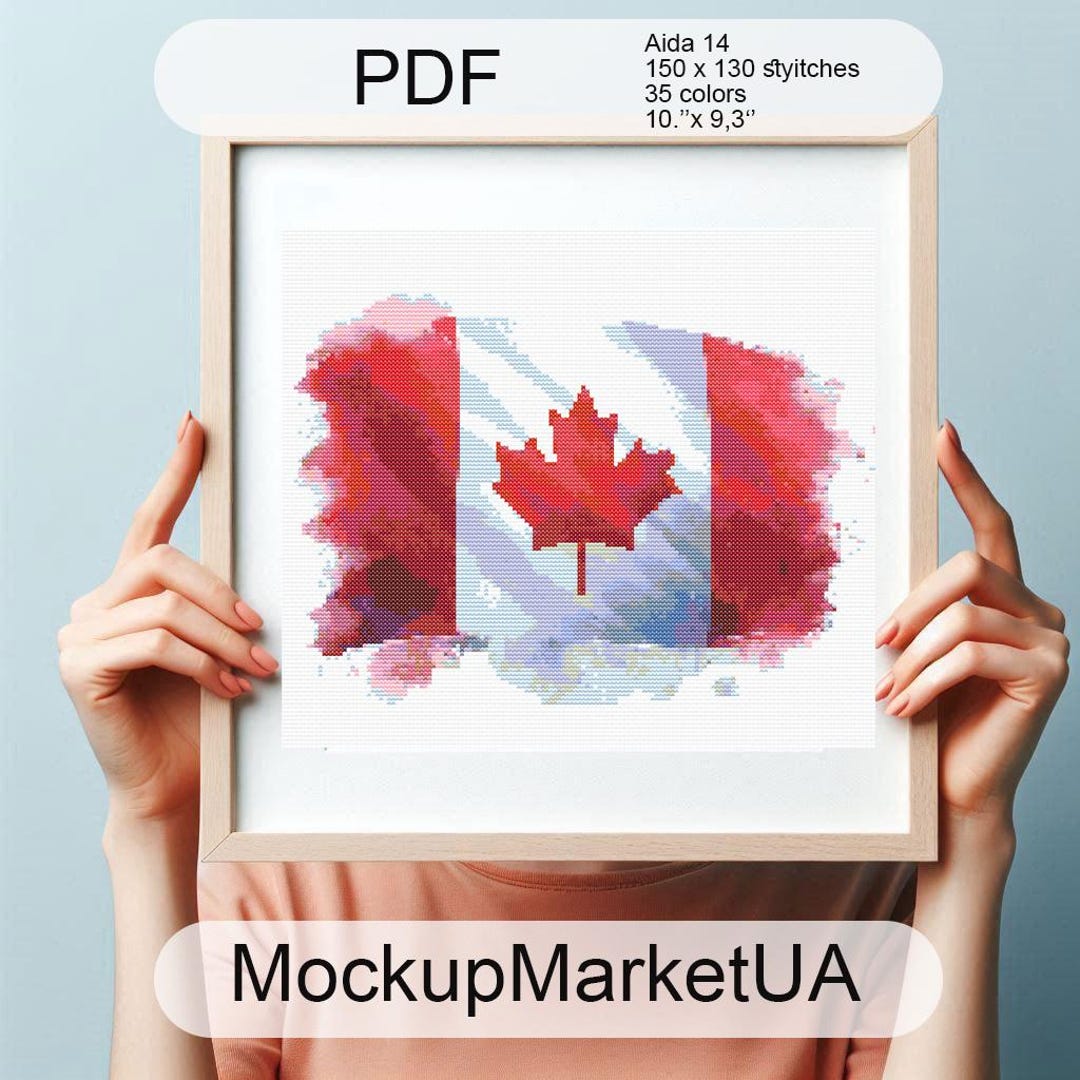 Canada Cross Stitch Pattern PDF, Canadian Flag Cross Stitch, Modern ...