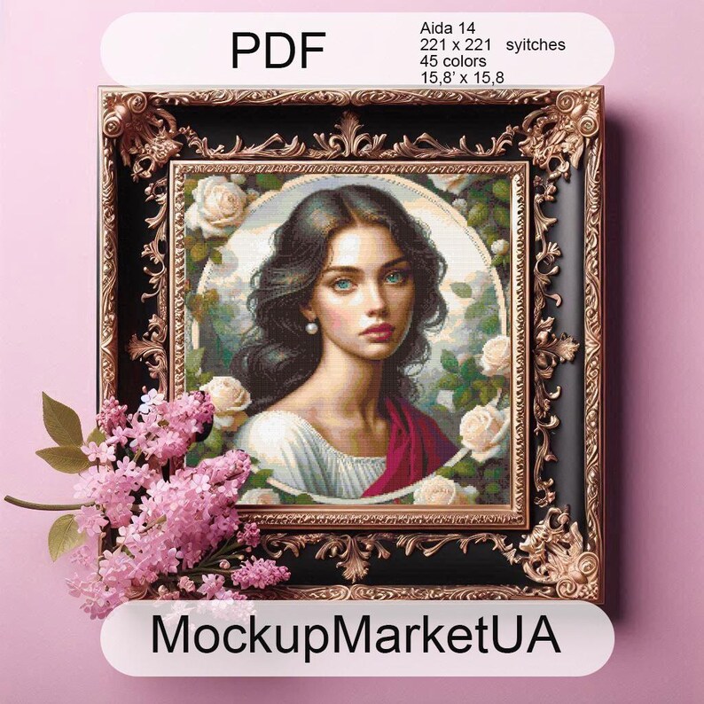 Woman Cross Stitch Pattern Pdf, Portrait Cross Stitch Pattern, Instant ...