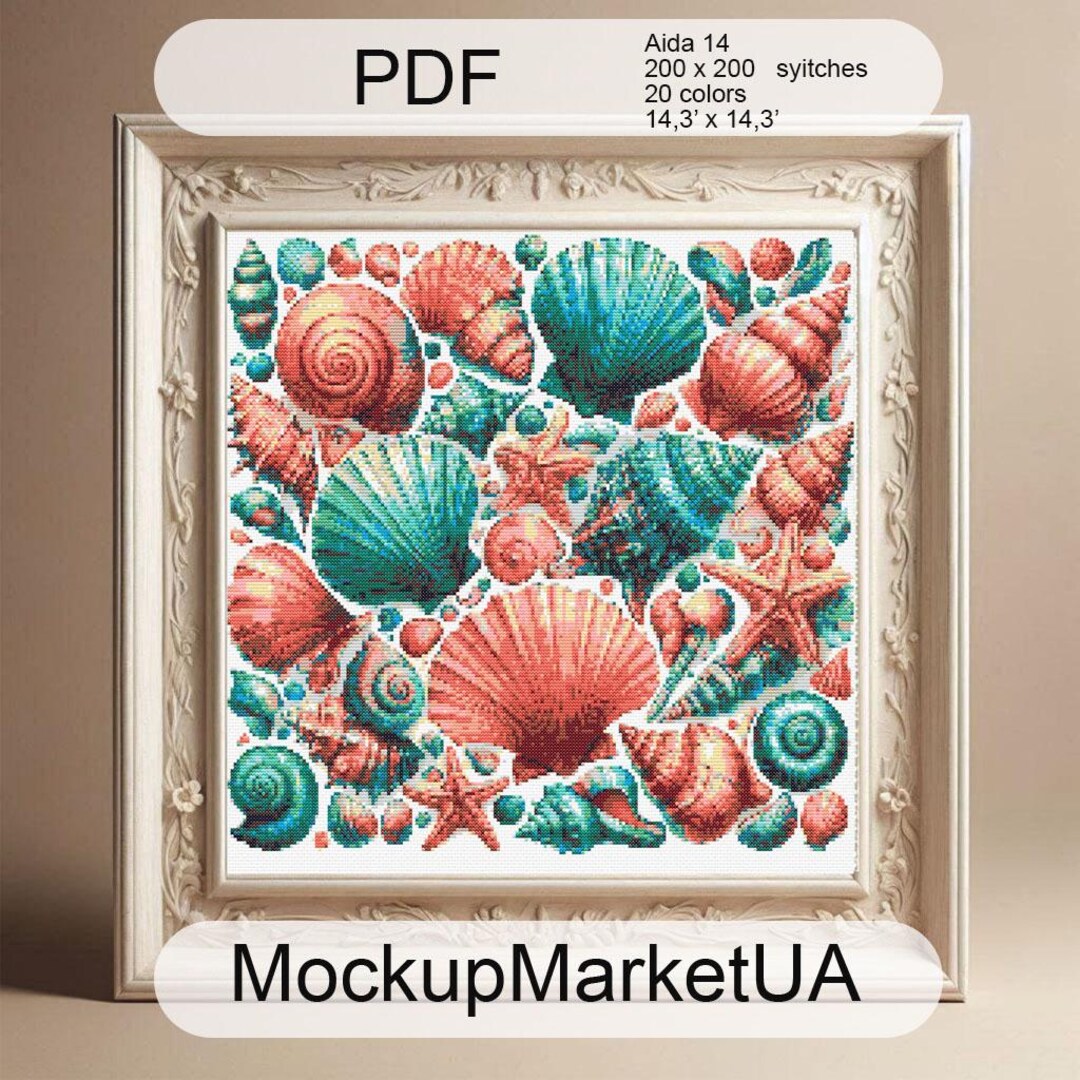 Sea Shells Cross Stitch Pattern Pdf, Sea Cross Stitch Pattern, Instant ...