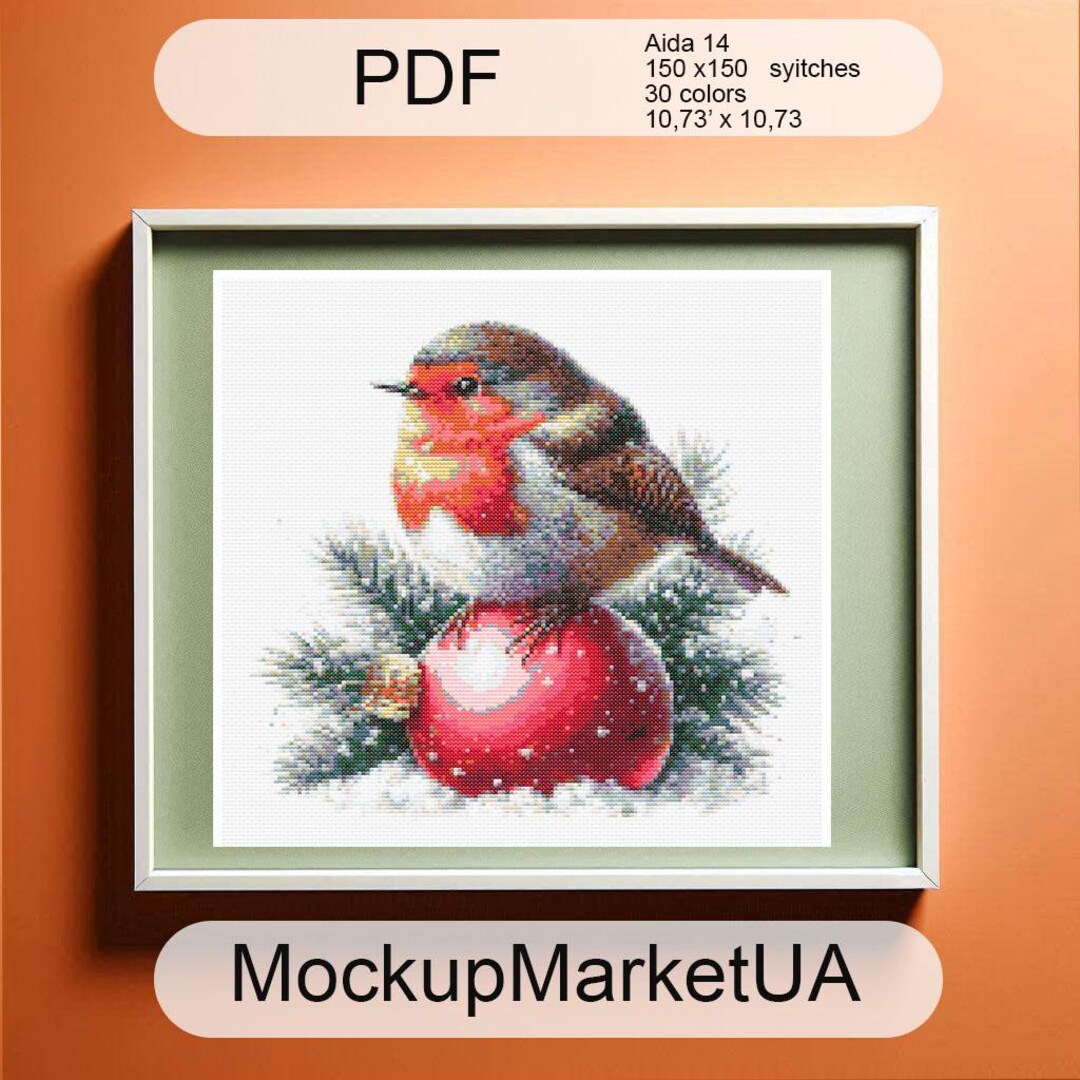 Christmas Bird Cross Stitch Pattern Pdf, Christmas Cross Stitch Pattern ...