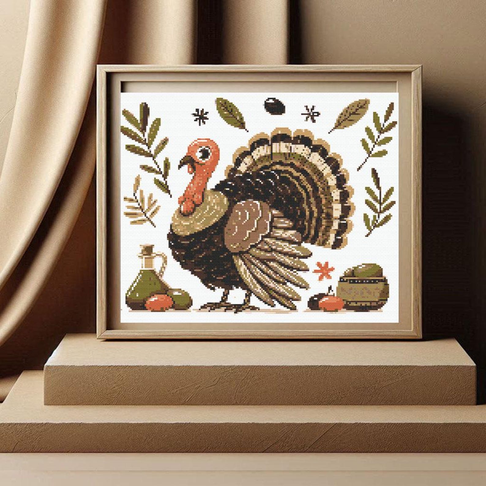 Turkey Thanksgiving Cross Stitch Pattern PDF, Modern Cross Stitch ...