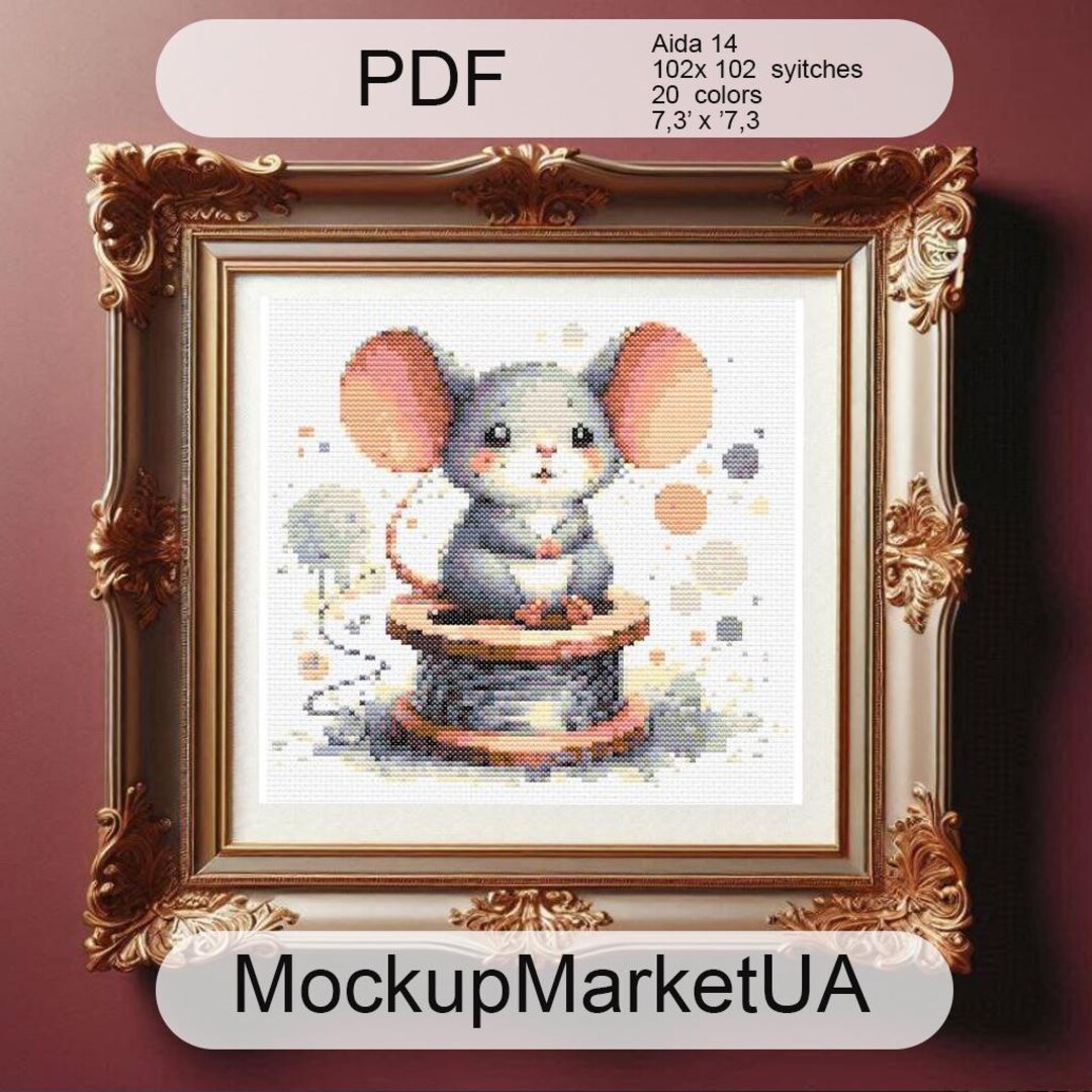 Cute Mouse Cross Stitch Pattern PDF, Cute Animal Cross Stitch Pattern ...