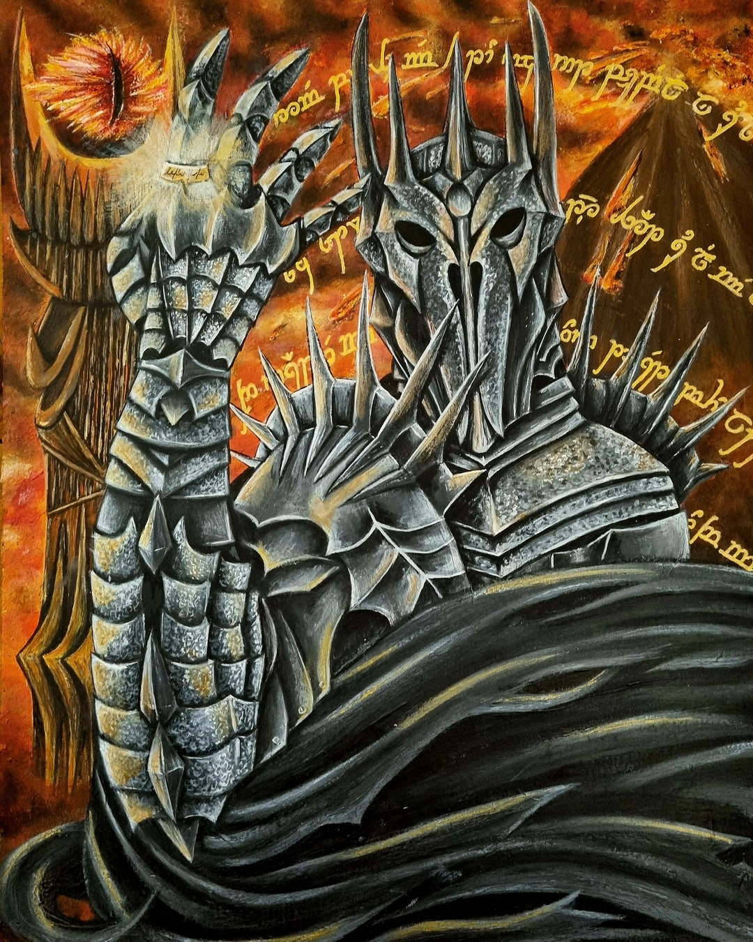 Lord of the Rings Sauron Hand Painted Art Print - Etsy