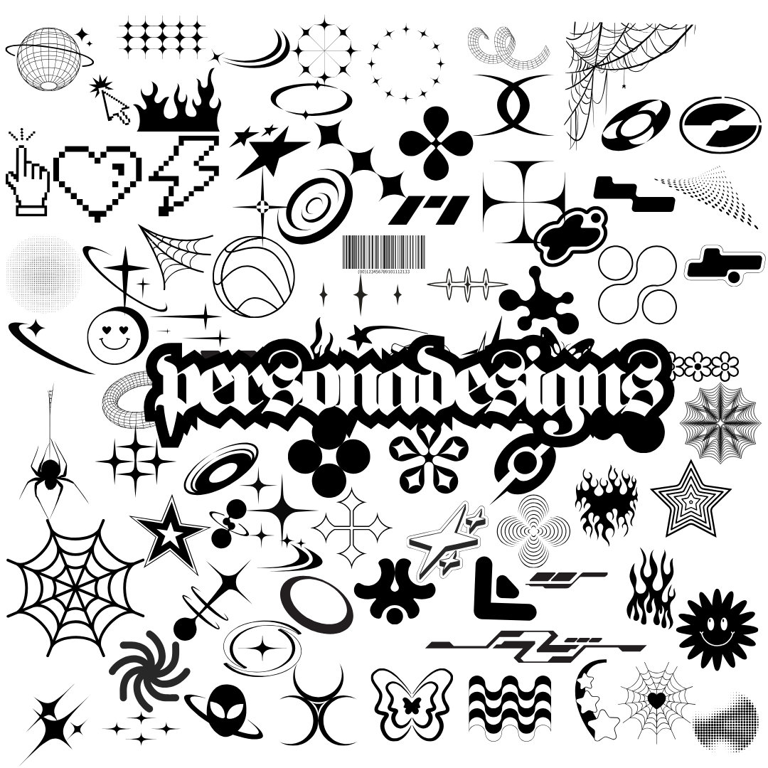Y2K Vector Shapes Streetwear for Logo Design SVG Cricut Outline - Etsy