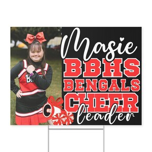High School Senior Cheer Yard Sign, Personalized Cheerleader Sign With ...