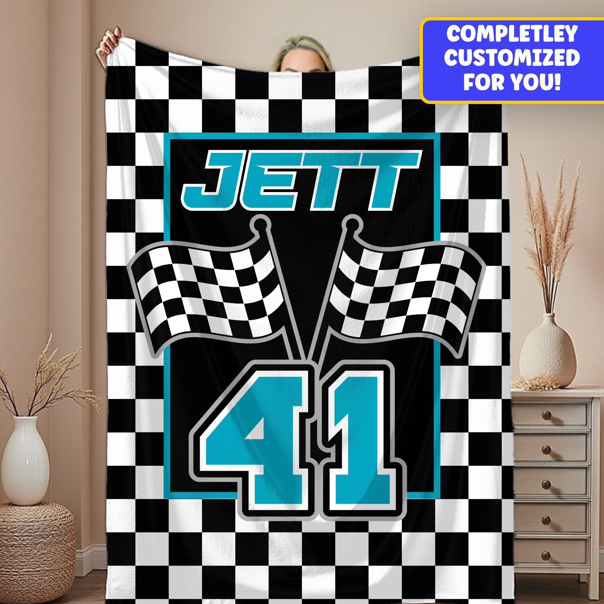 Custom Go-kart Racing Blanket Personalized With Name and Number - Etsy