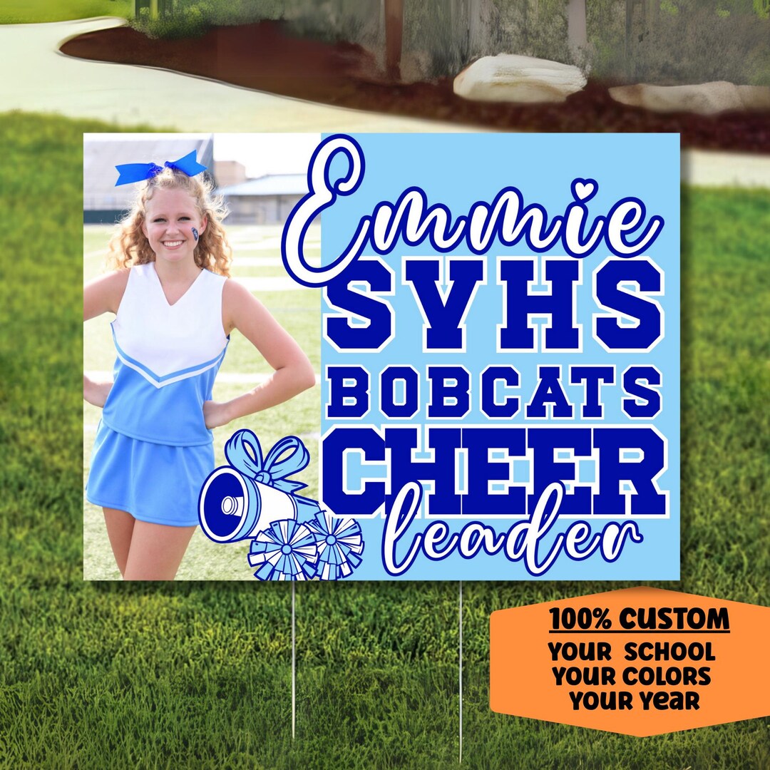 High School Senior Cheer Yard Sign, Personalized Cheerleader Sign With ...