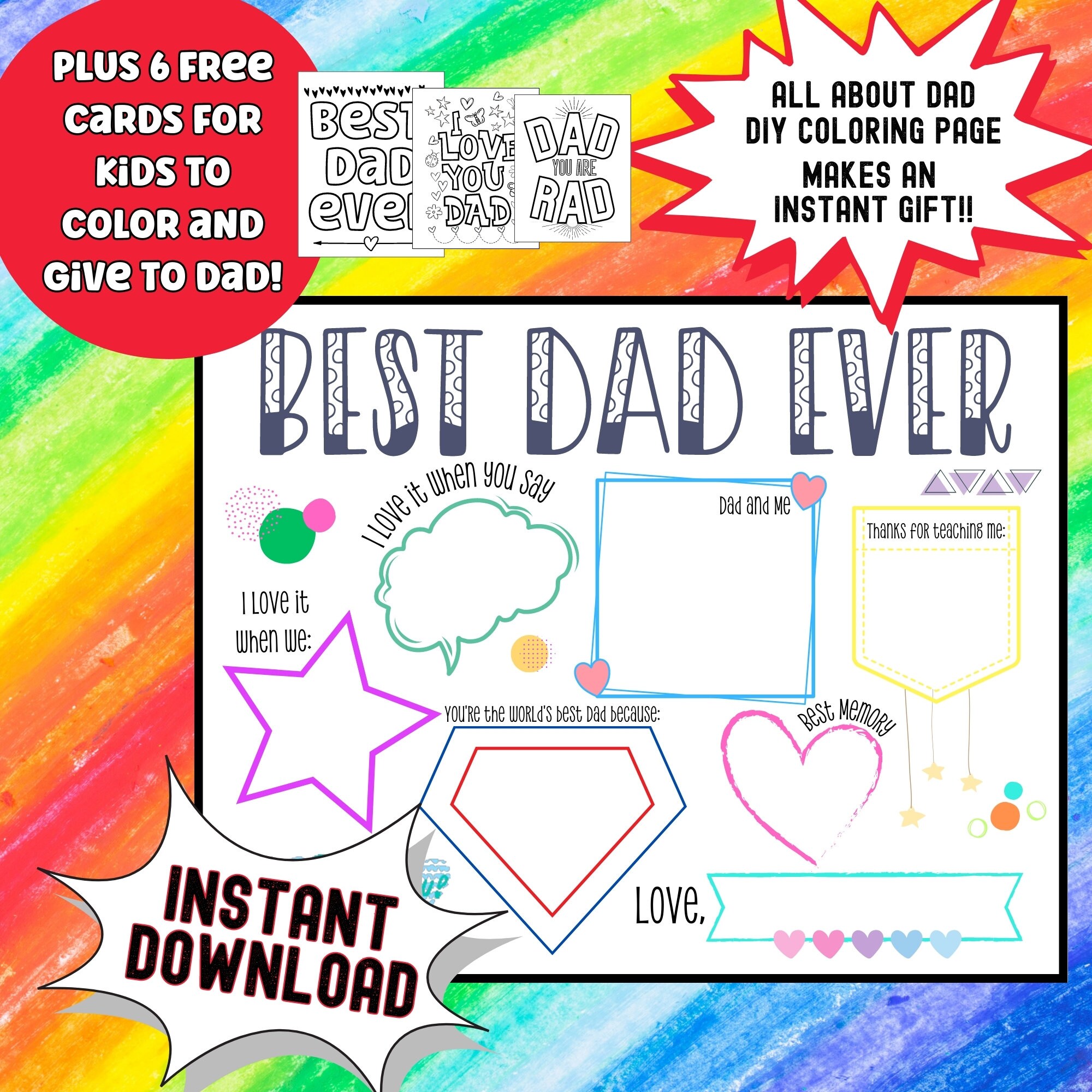 Father's Day Card, Fill in the Blanks, All About Dad, All About My Dad ...