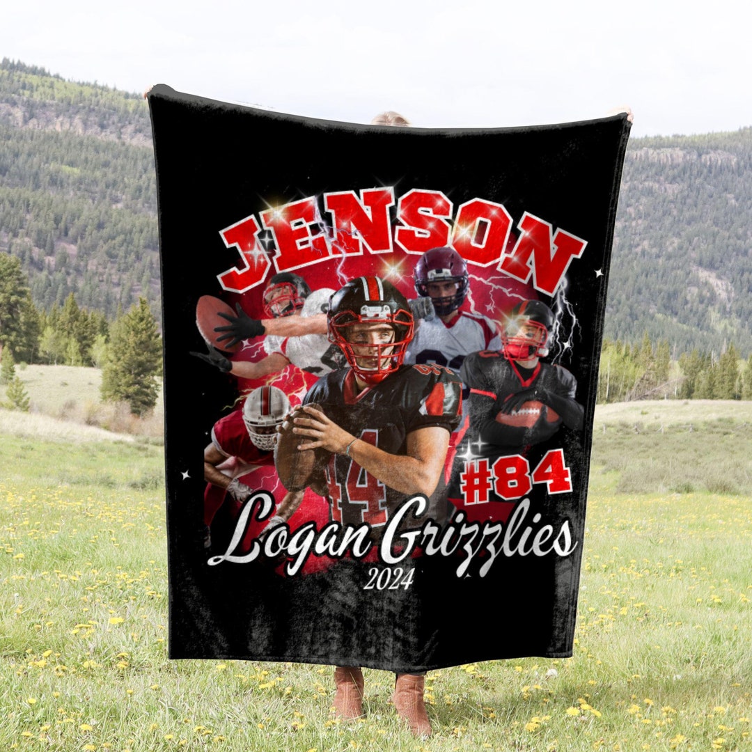 Custom Football Blanket With Name and Number, Custom Name Blanket or ...
