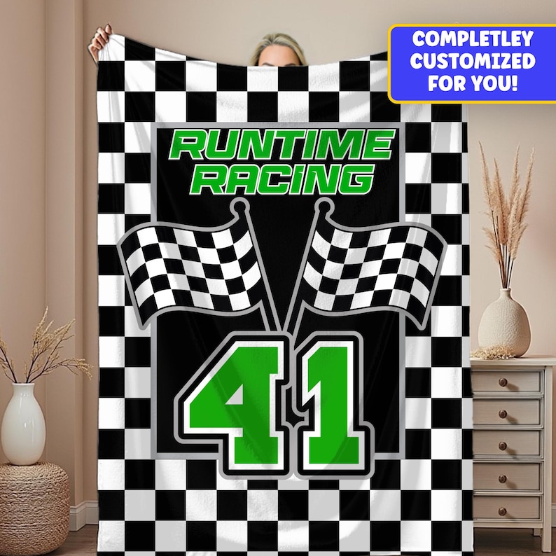 Custom Go-kart Racing Blanket Personalized With Name and Number - Etsy