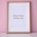 Dear God Thank You, Christian Wall Art, Minimalist Style, Digital ...