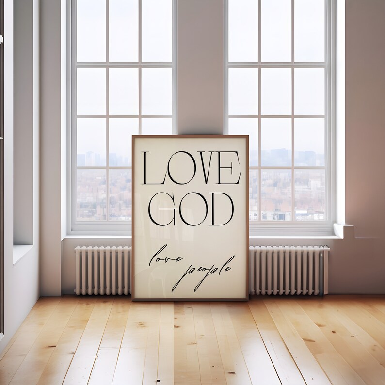 Love God Love People, Bible Decor, Jesus Art, Printable Wall Art ...