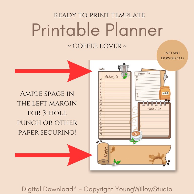 Coffee Lover Printable Daily Planner - Etsy