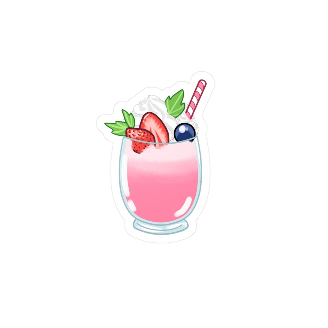 Stawberry Milkshake Vinyl Sticker - Etsy