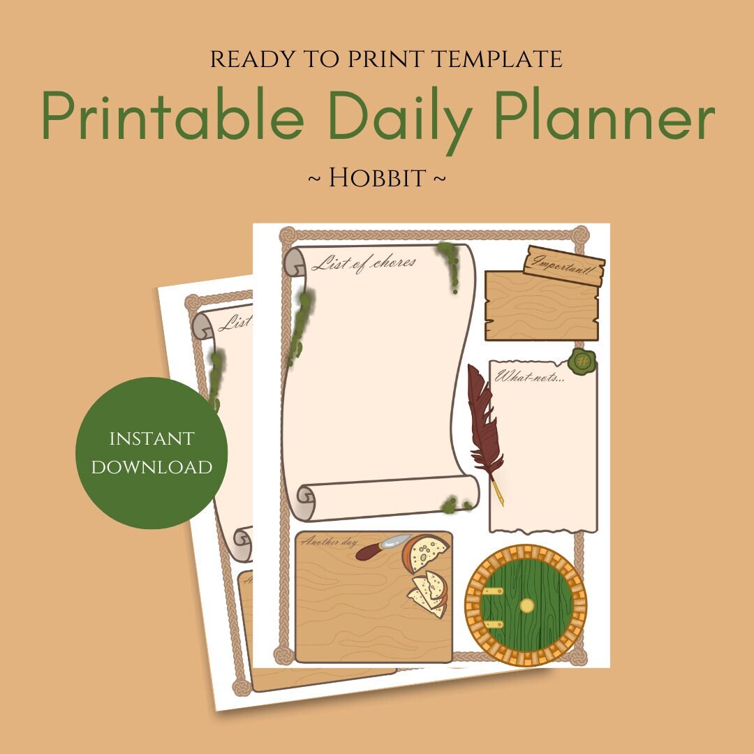 Hobbit Printable Daily Planner - Etsy