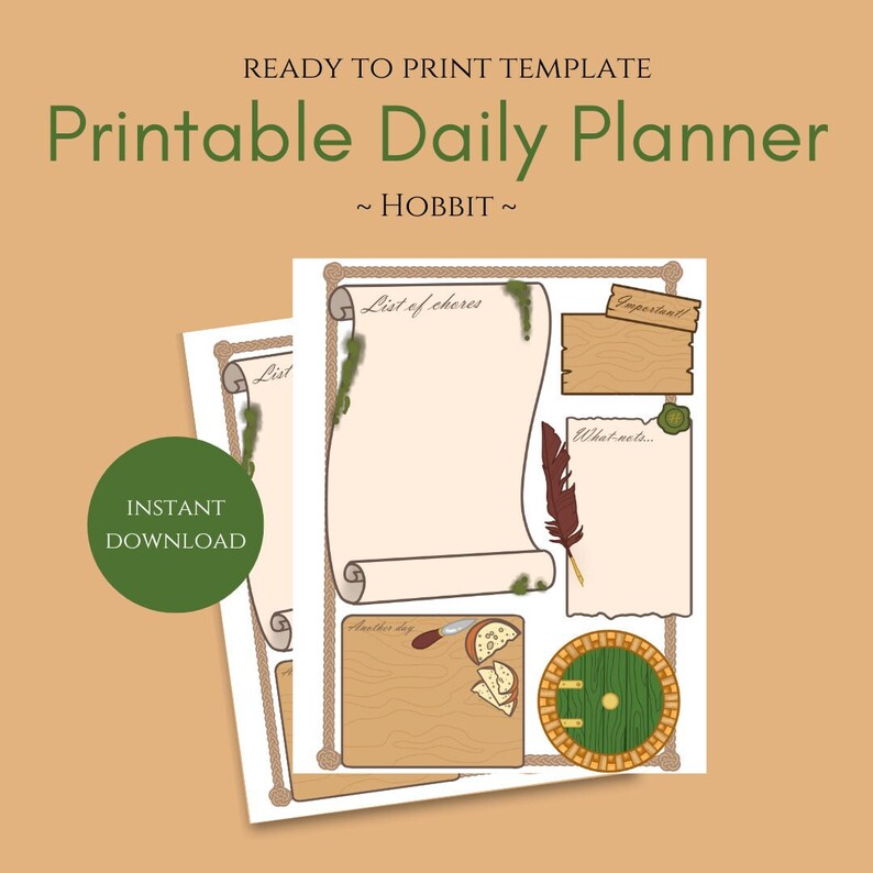 Hobbit Printable Daily Planner - Etsy