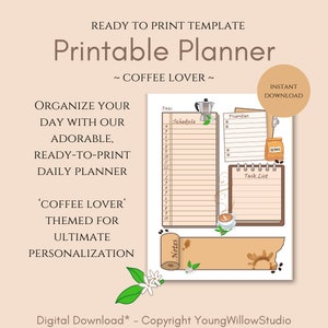 Coffee Lover Printable Daily Planner - Etsy