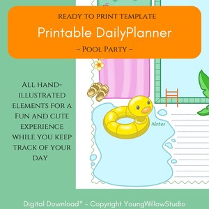 Pool Party Printable Daily Planner - Etsy