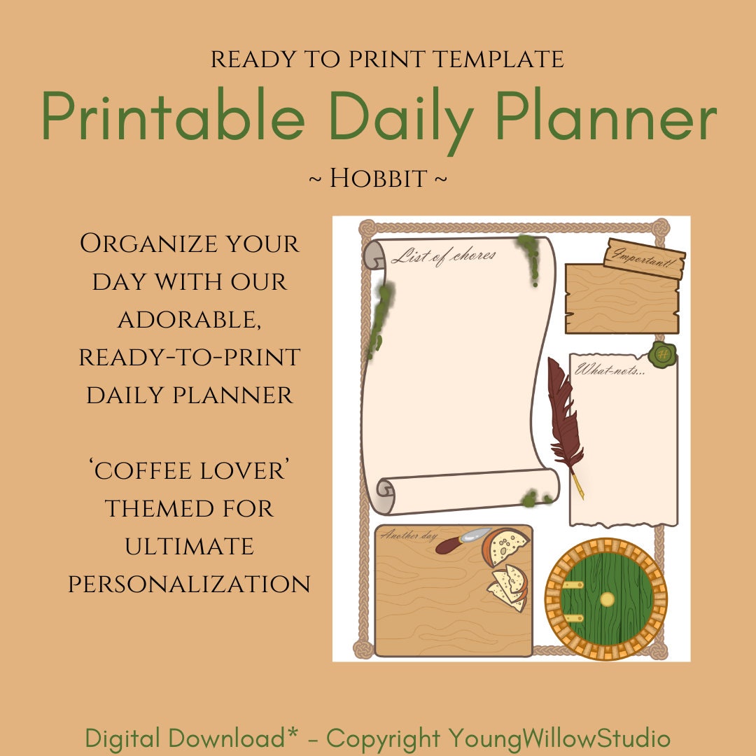 Hobbit Printable Daily Planner - Etsy