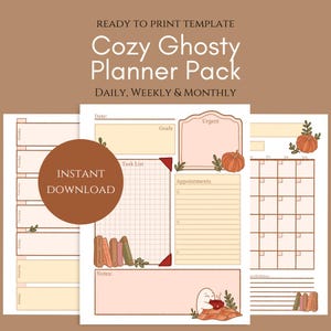 Cozy Ghosty Printable Planner Pack Daily, Weekly & Monthly Planners for ...
