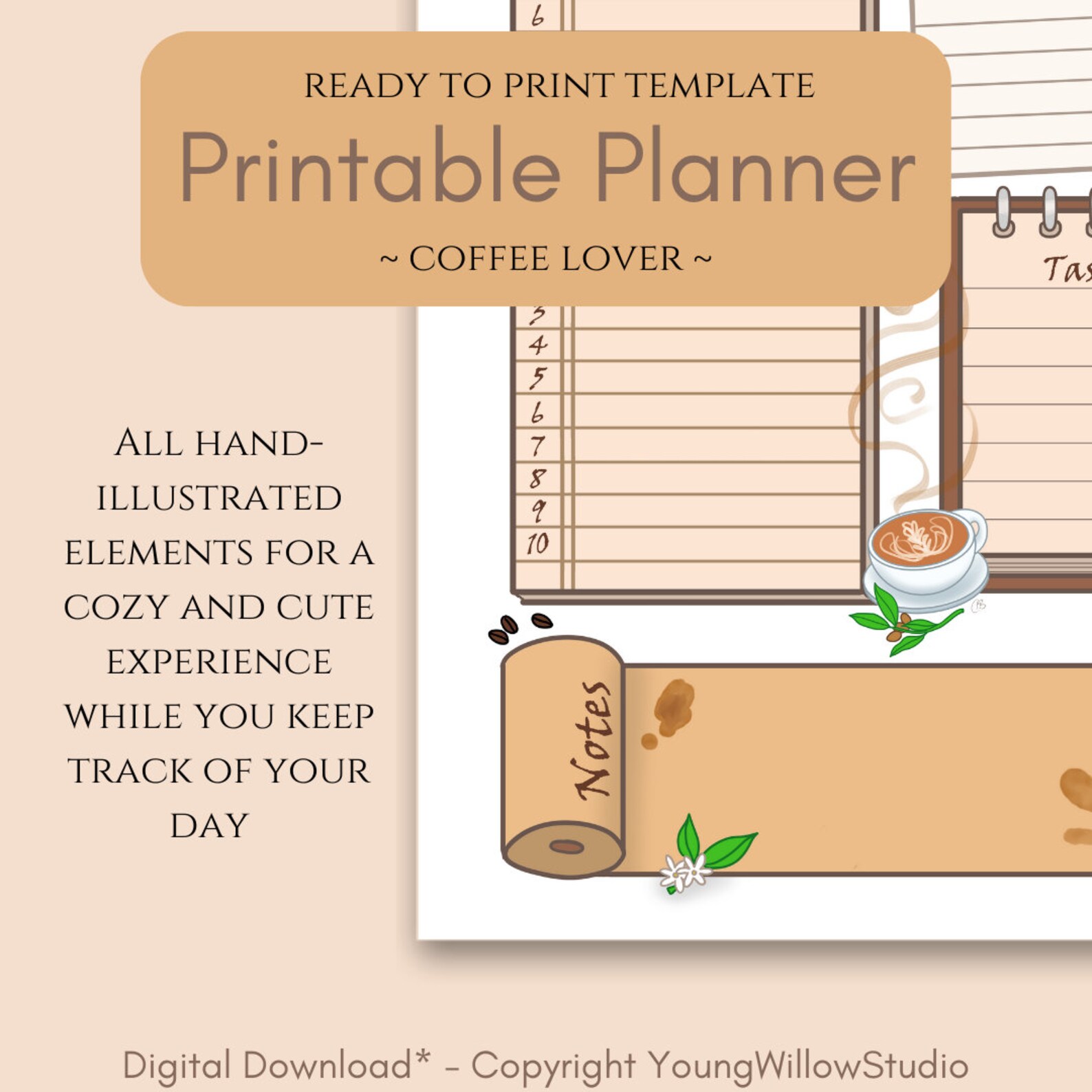 Coffee Lover Printable Daily Planner - Etsy