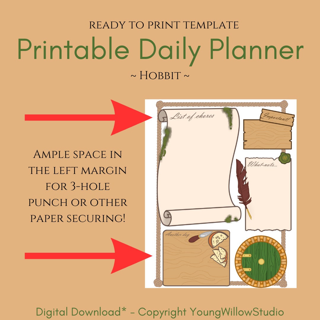 Hobbit Printable Daily Planner - Etsy